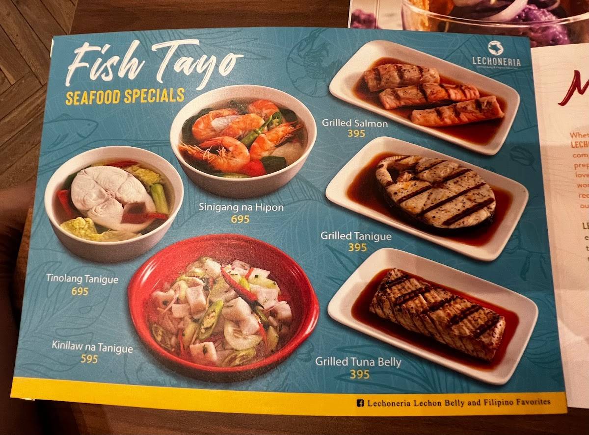 Menu at Lechoneria restaurant, Pasay