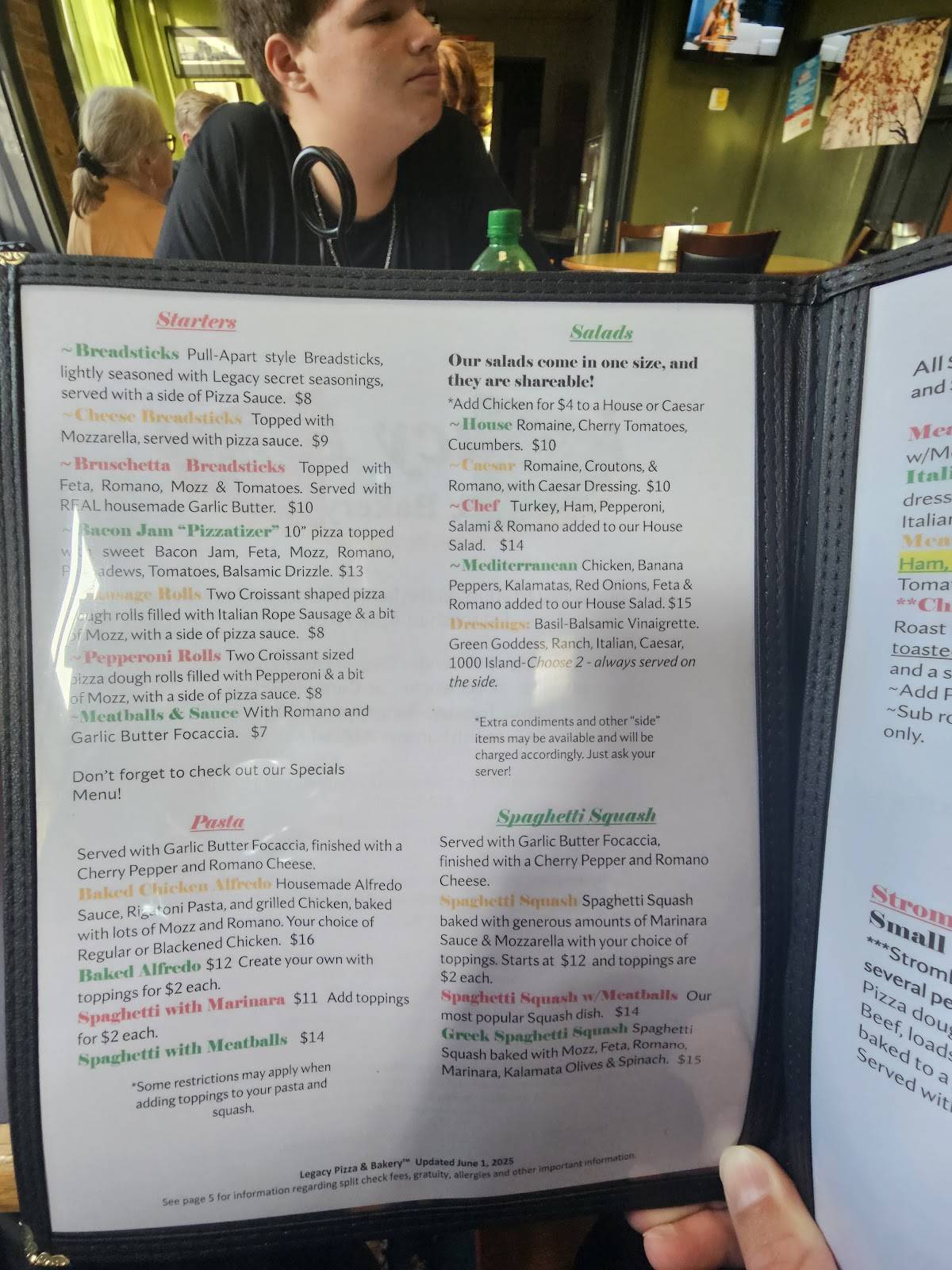 Menu at Legacy Pizza & Bakery, New Albany