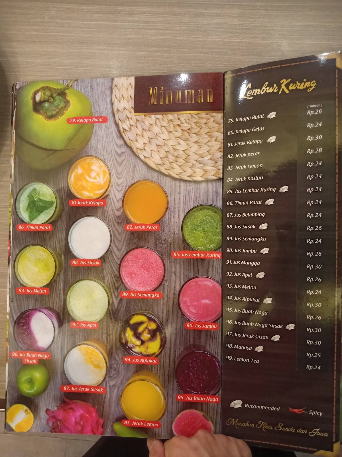 Menu at Lembur Kuring restaurant, Tangerang, Jl. Husein Sastranegara No.88