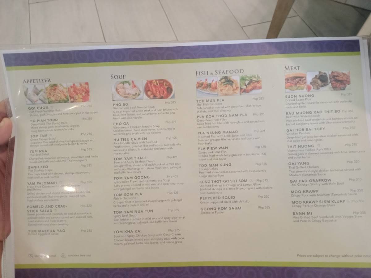 Menu at Lemon Grass restaurant, Cebu City, ayala center cebu