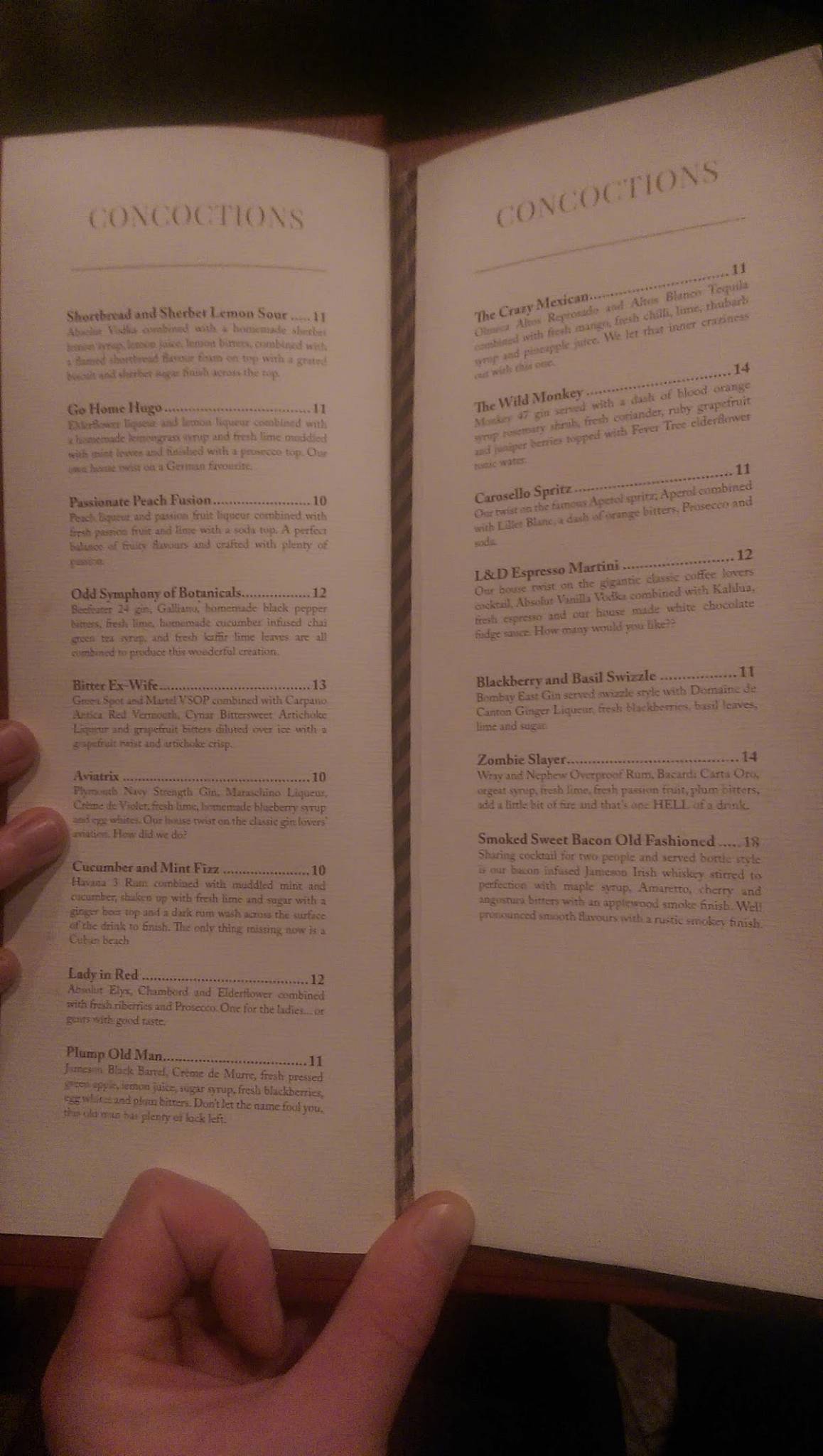 Menu at Lemon & Duke pub & bar, Dublin