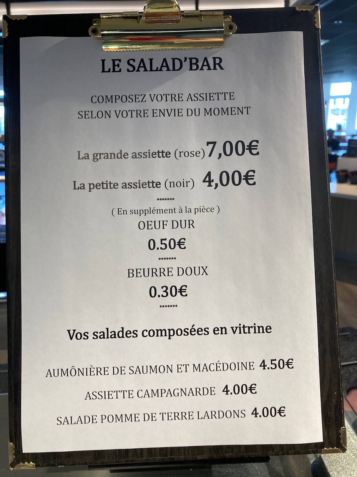 Menu at Les tables perchées restaurant, Paris