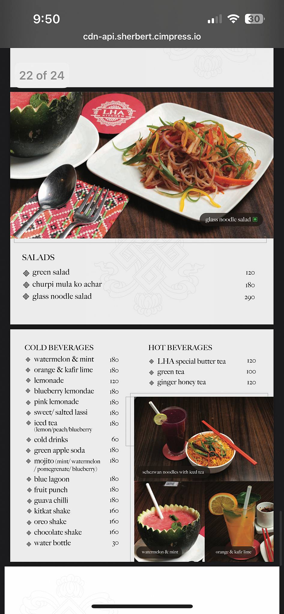 Menu at Lha Kitchen, New Delhi