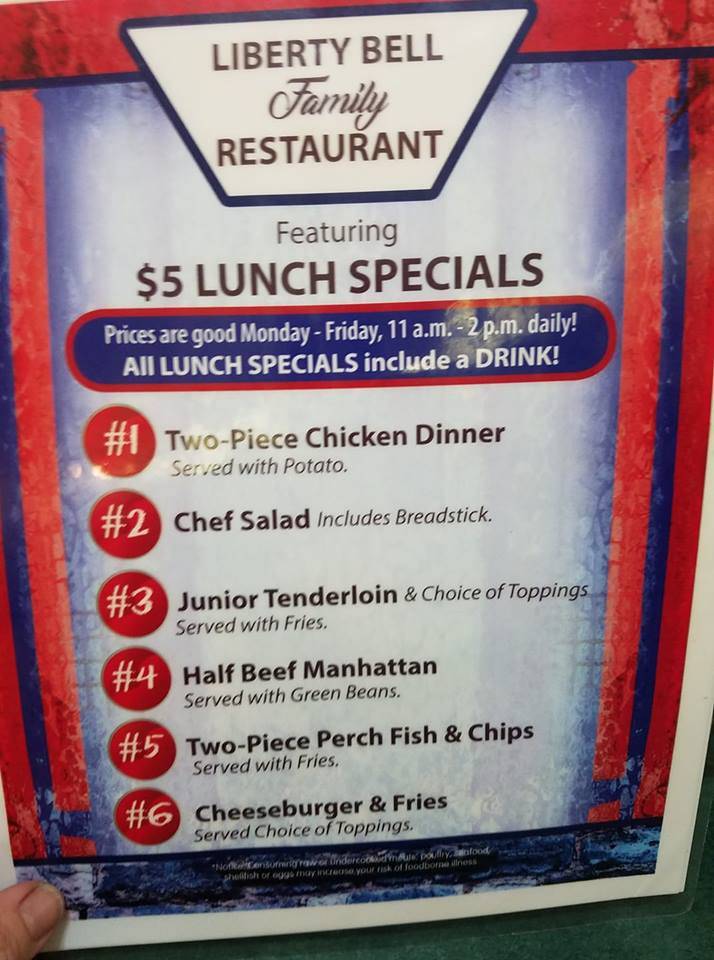 Menu at Liberty Bell Restaurant, Liberty