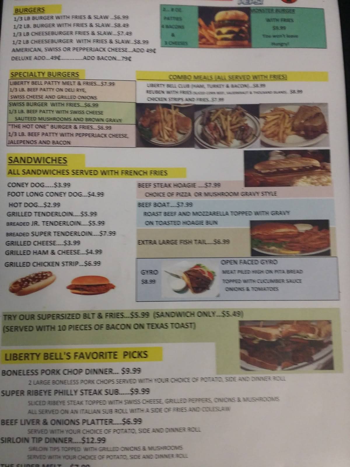 Menu at Liberty Bell Restaurant, Liberty