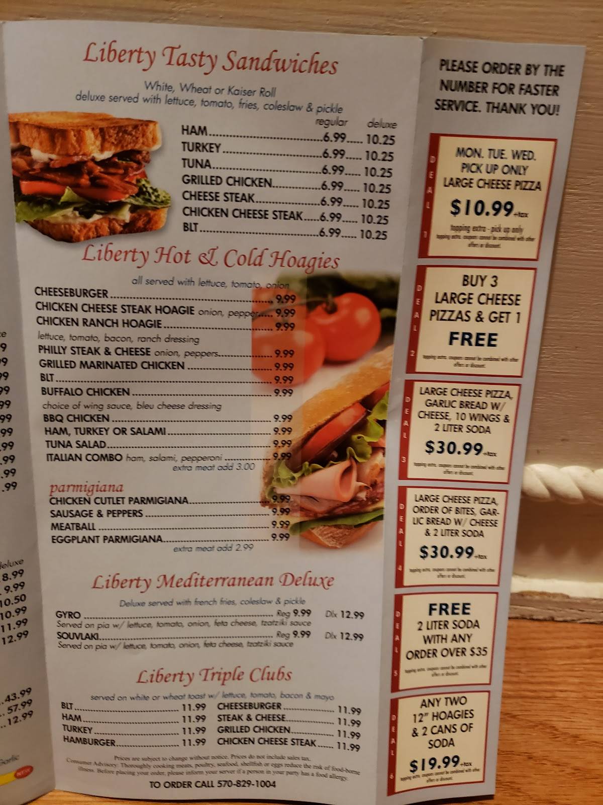 Menu at Liberty Pizza pizzeria, Wilkes-Barre