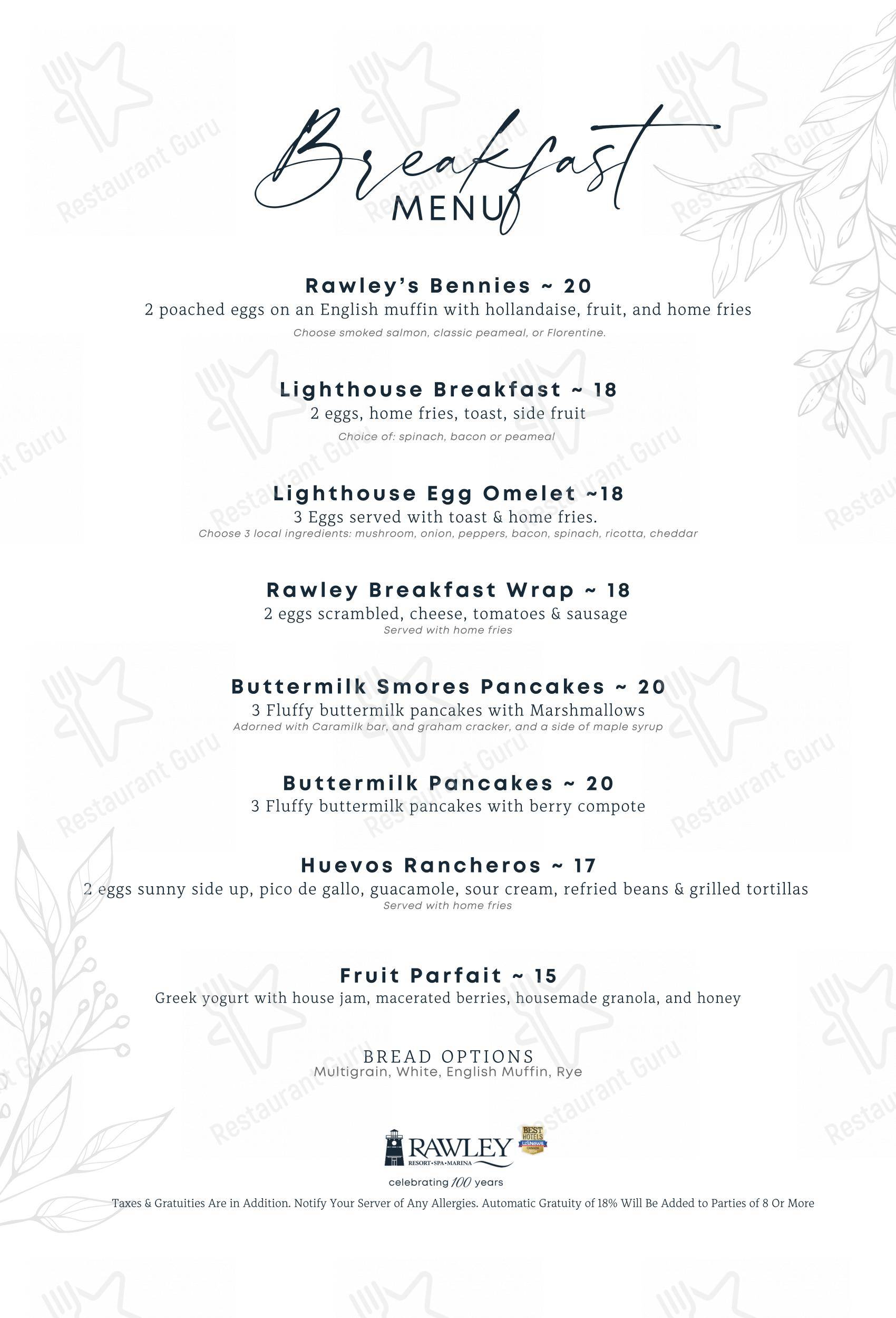 Menu at Lighthouse45 Restaurant at Rawley Resort, Port Severn