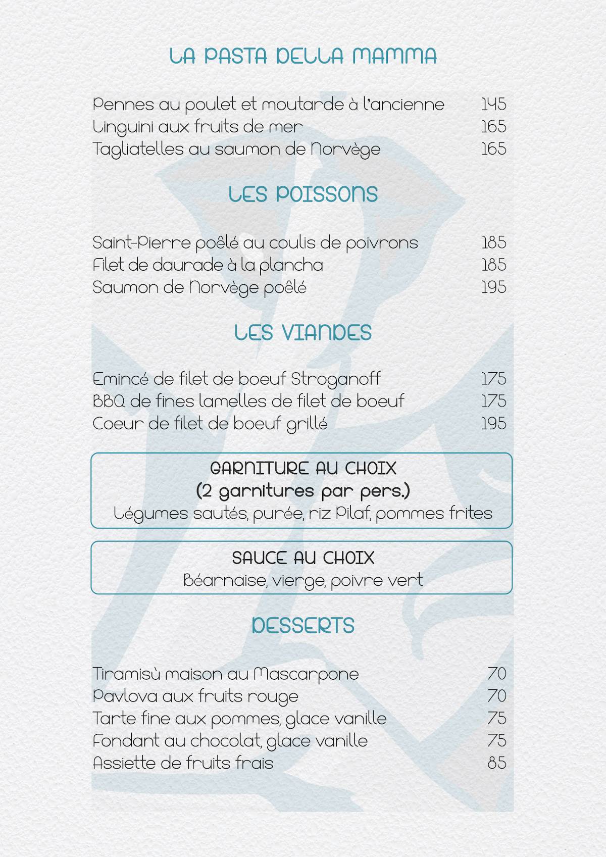 Carta del restaurante LIMELIGHT, Casablanca