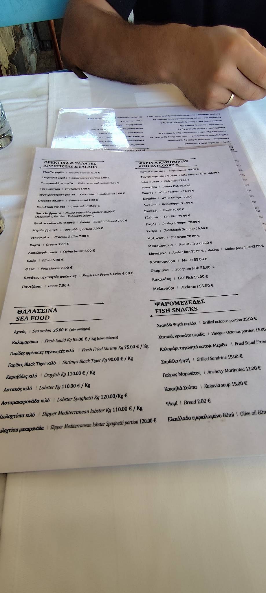Menu at O Takis, Limeni