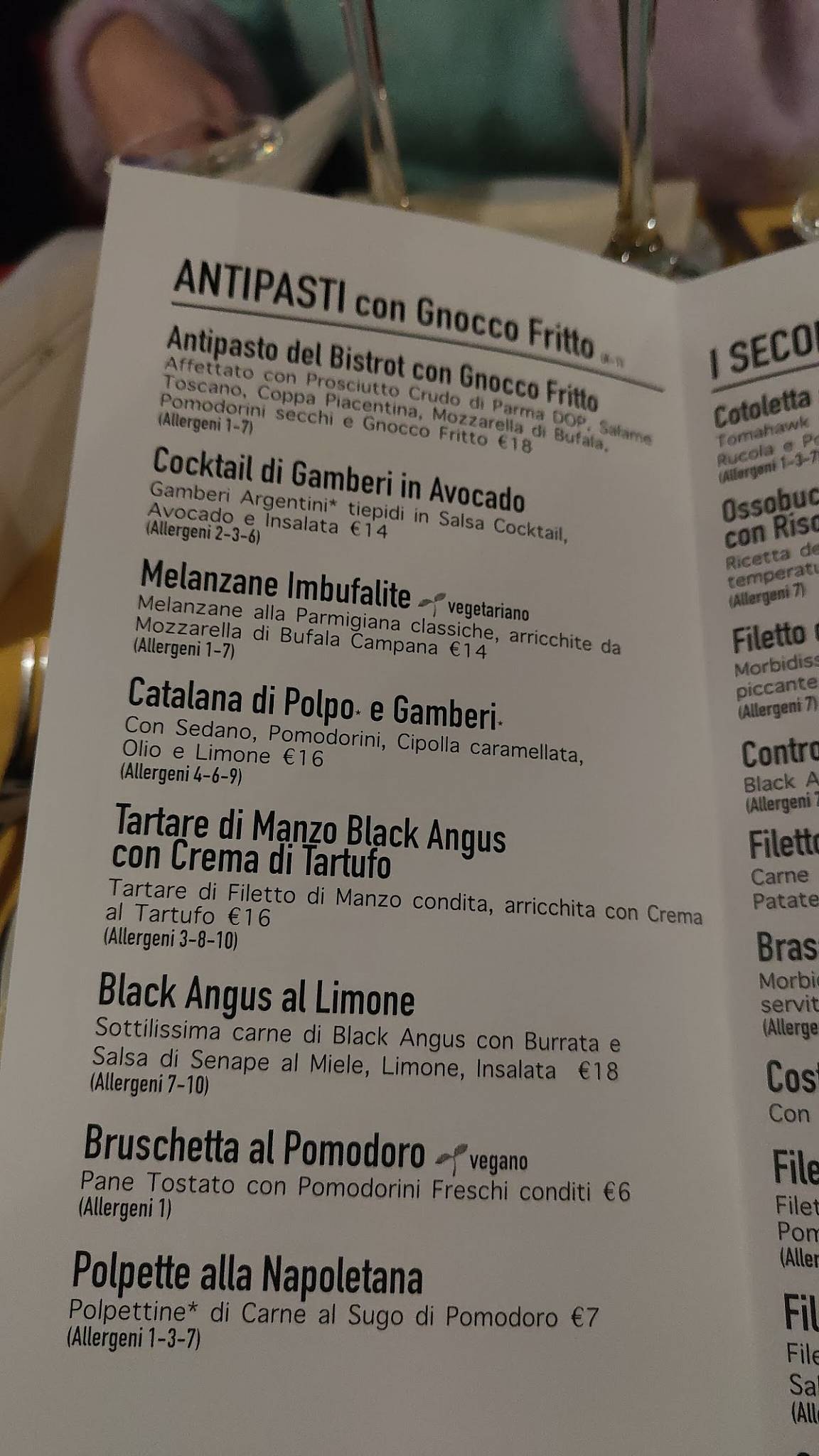 Menu at L'immagine Bistrot Ristorante, Milan