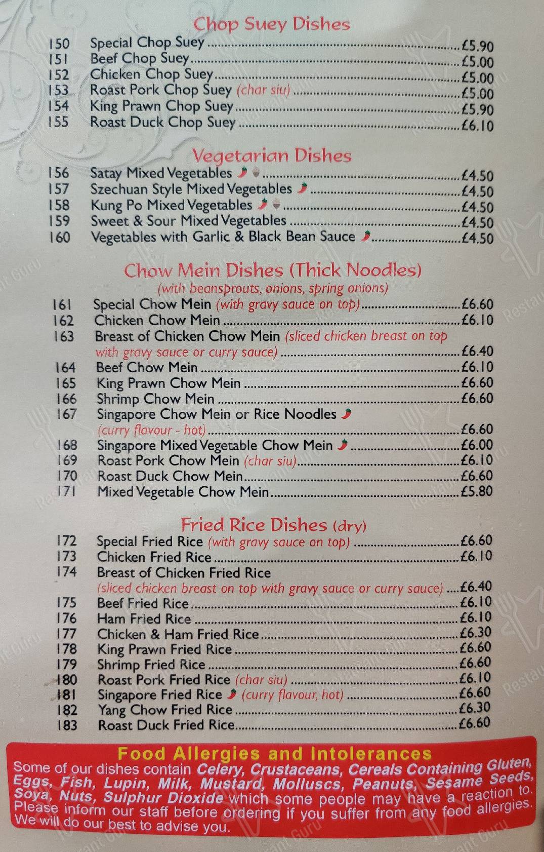 Menu at Lin's House fast food, Falkirk