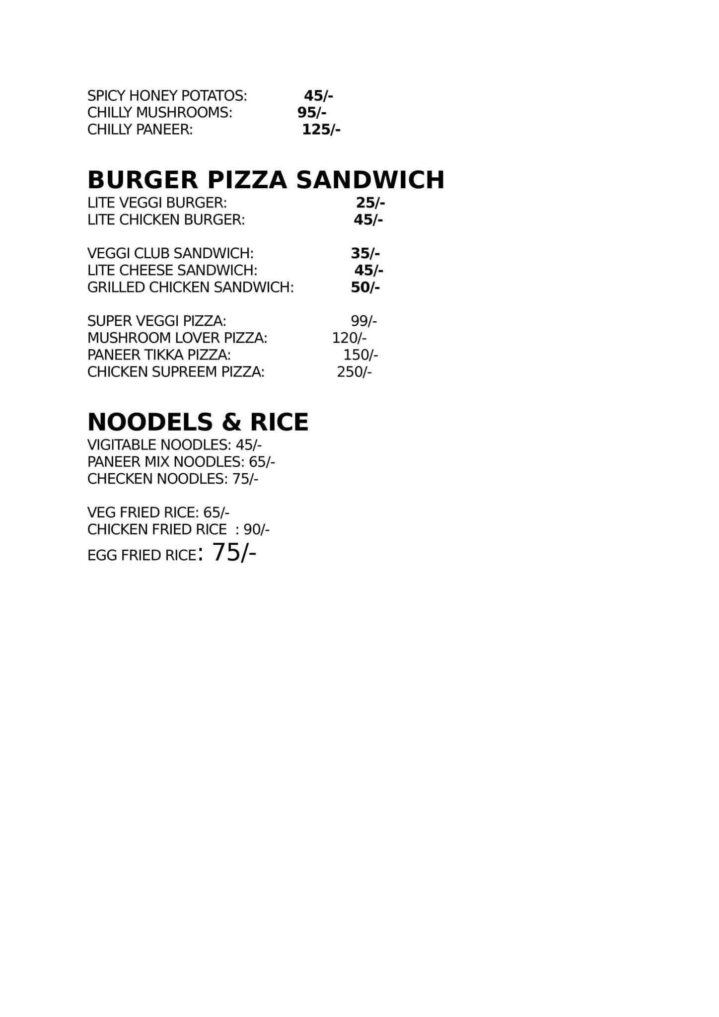 Menu at Lite Bite Restaurant, Rishikesh, Main Market Chidderwala
