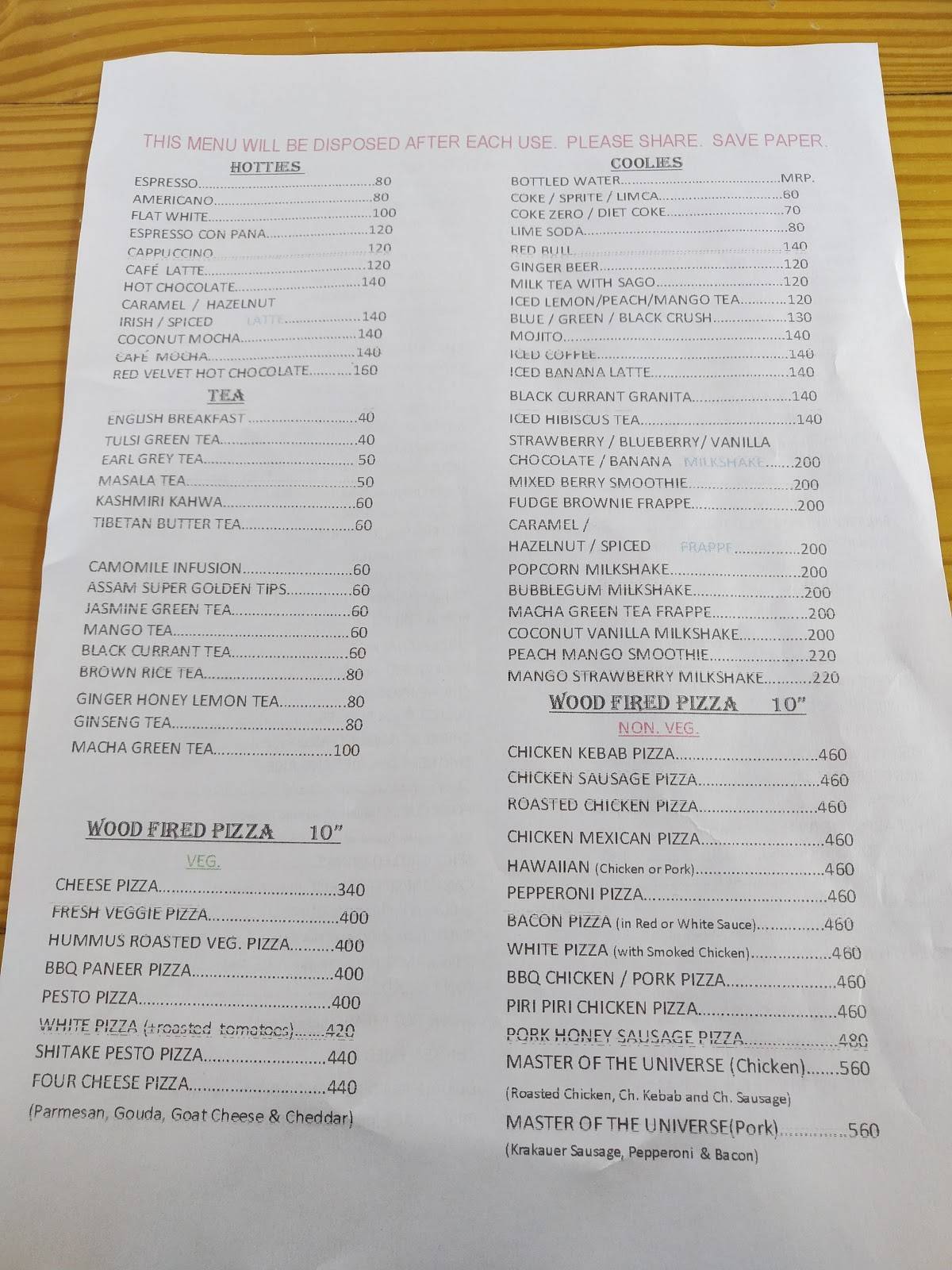 Menu at Little Llama Cafe, Mussoorie, 1