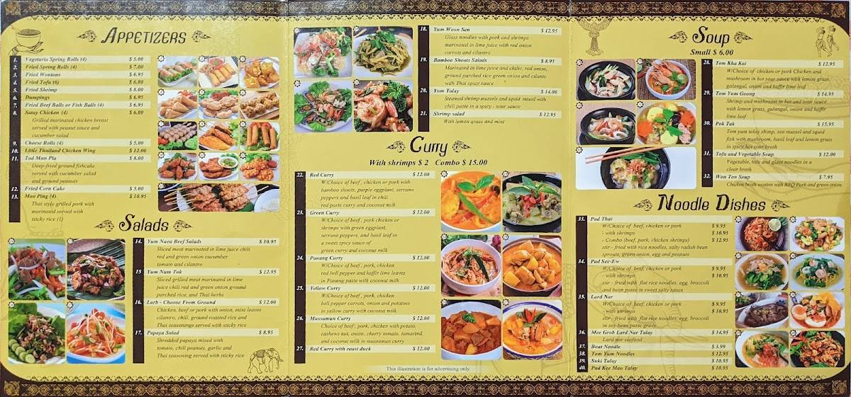 Menu at Little Thailand restaurant, Watford