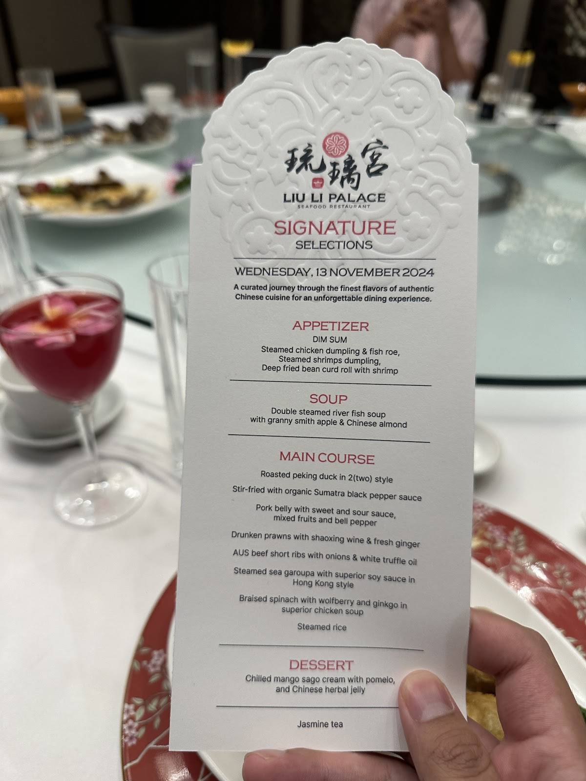 Carta de Liu Li Palace Seafood Restaurant, Yakarta