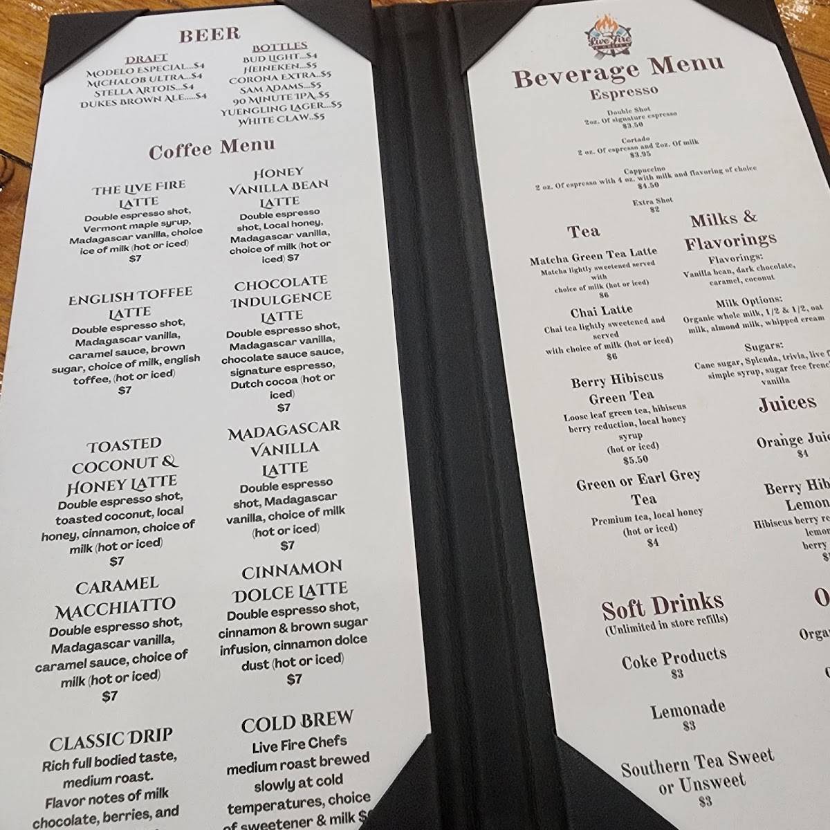 Menu at Live Fire Chefs restaurant, Ocala