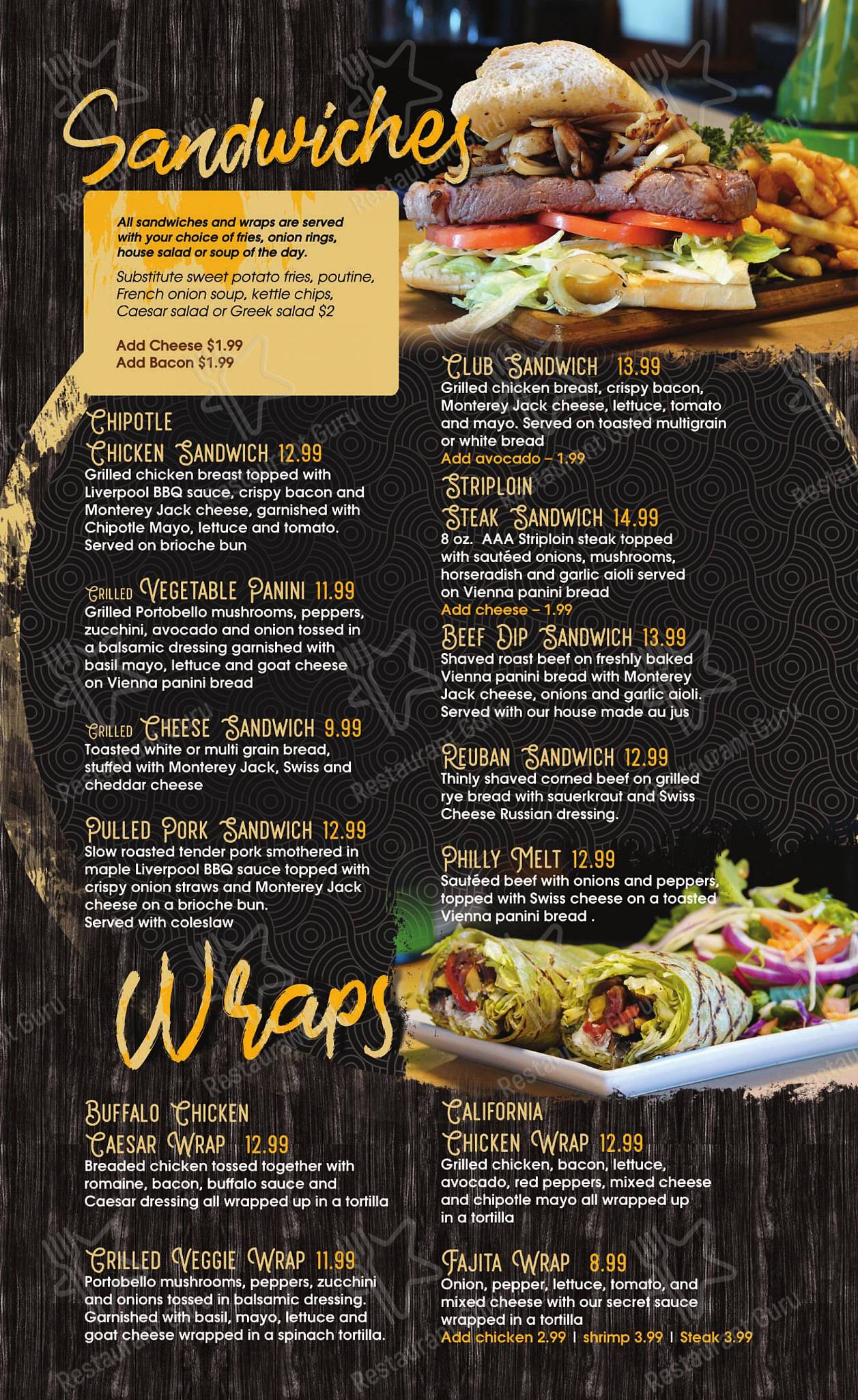 Menu at Liverpool Pub, Pickering