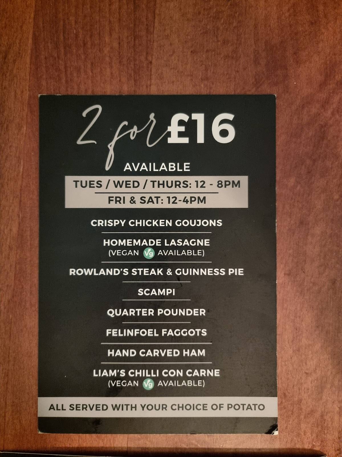 Menu at The White Lion pub & bar, Llanelli, White Lion