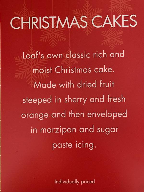 Menu at Loaf Bakery, Four Marks, Medstead