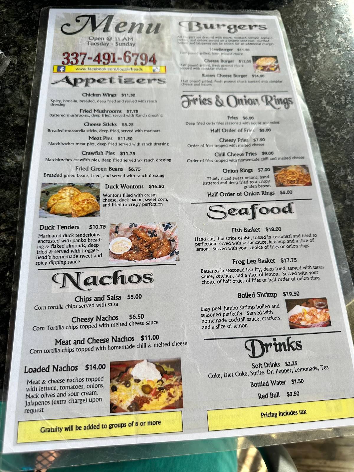 Menu at Loggerheads Bar, Lake Charles, LA-3059