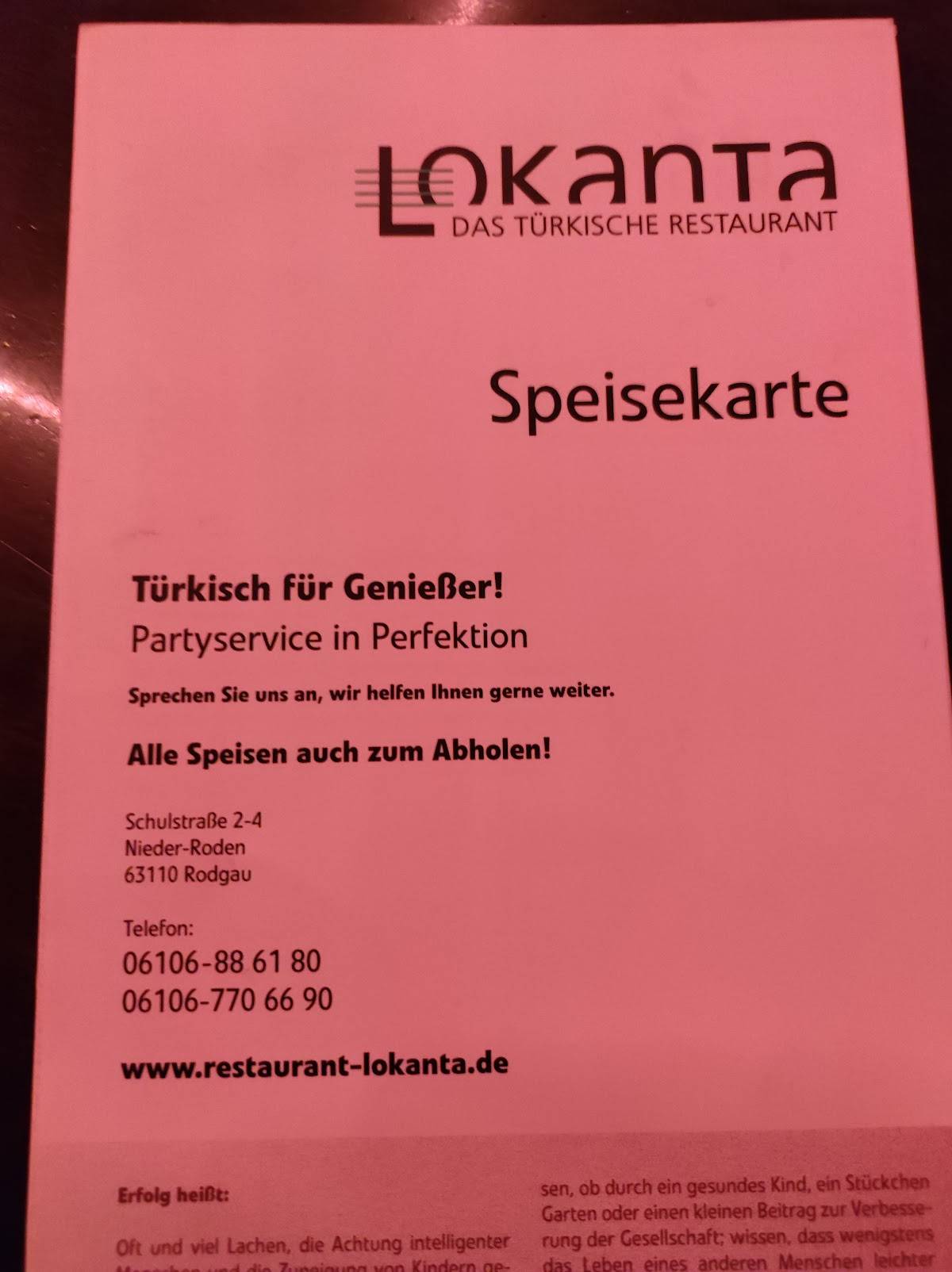 Speisekarte von Lokanta - Das türkische Restaurant, Rodgau