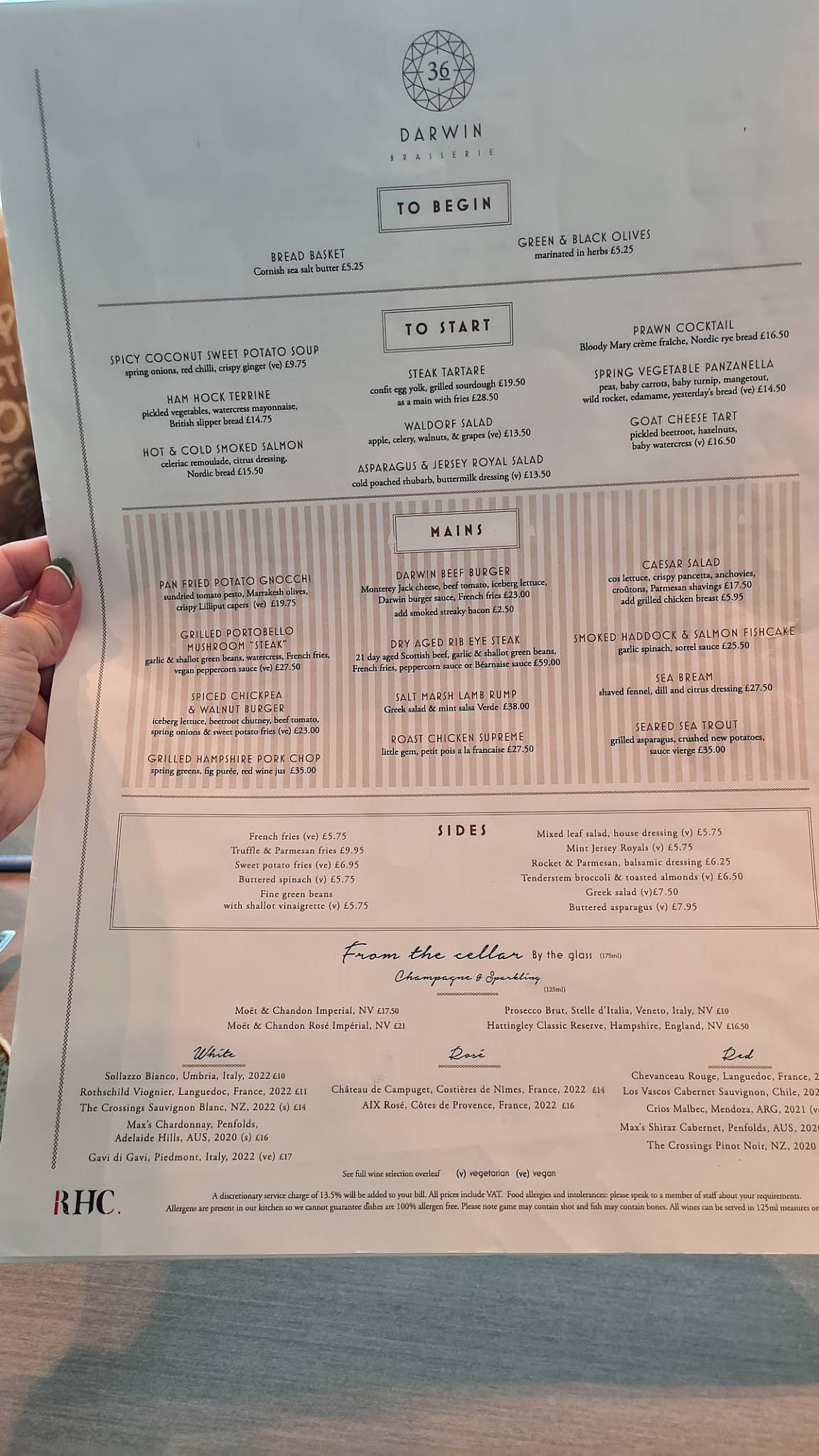 Menu at Darwin Brasserie pub & bar, London, Level 36