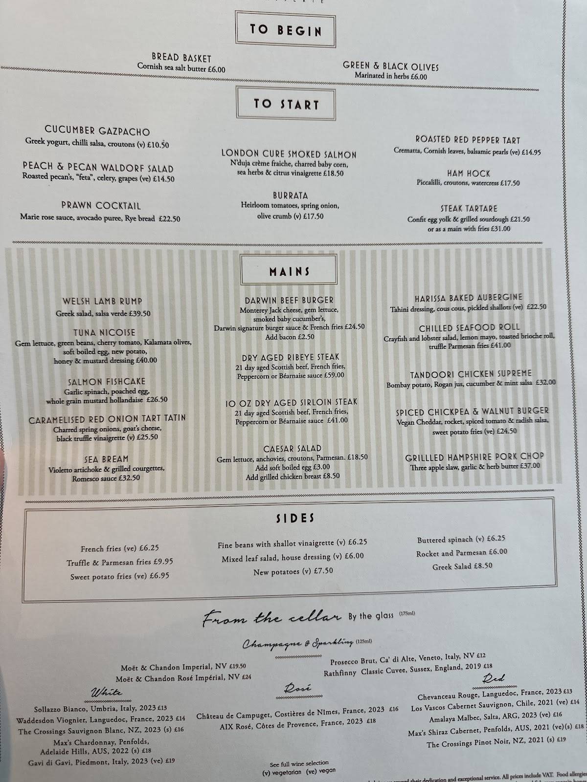 Menu at Darwin Brasserie pub & bar, London, Level 36