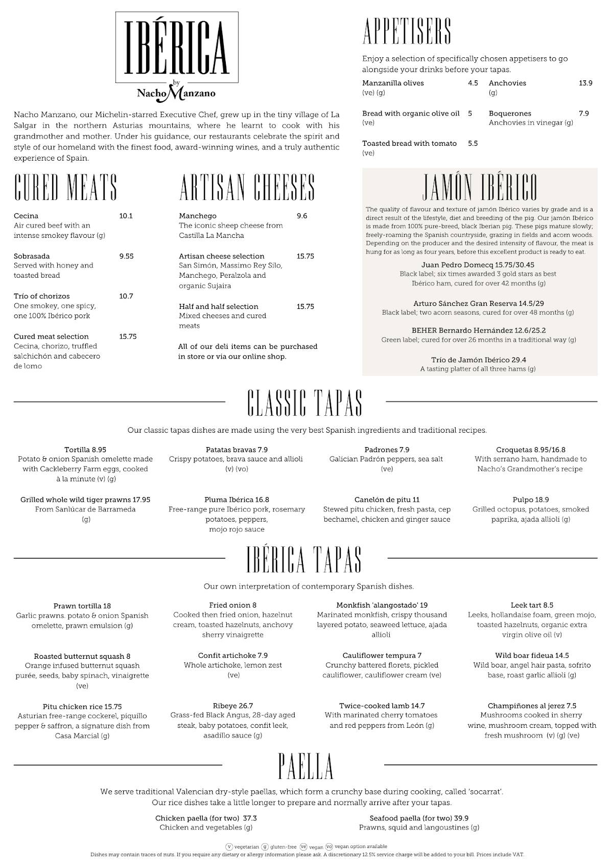 Menu at Ibérica Victoria pub & bar, London, 5-6