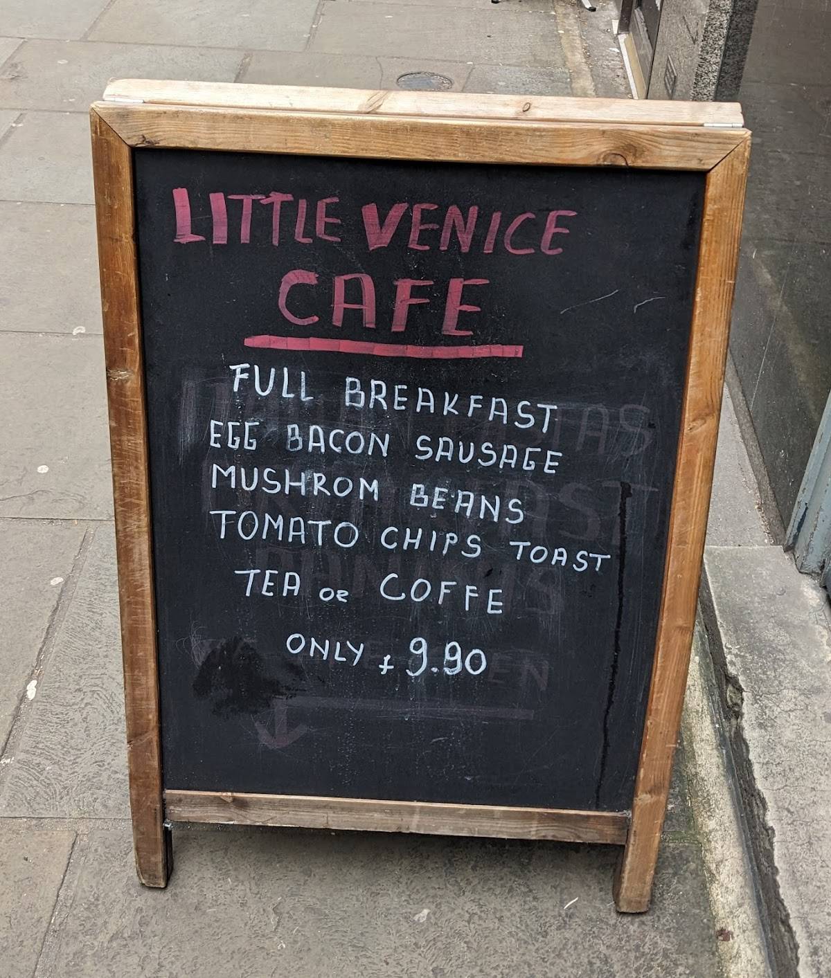 Menu at Little Venice Cafe, London
