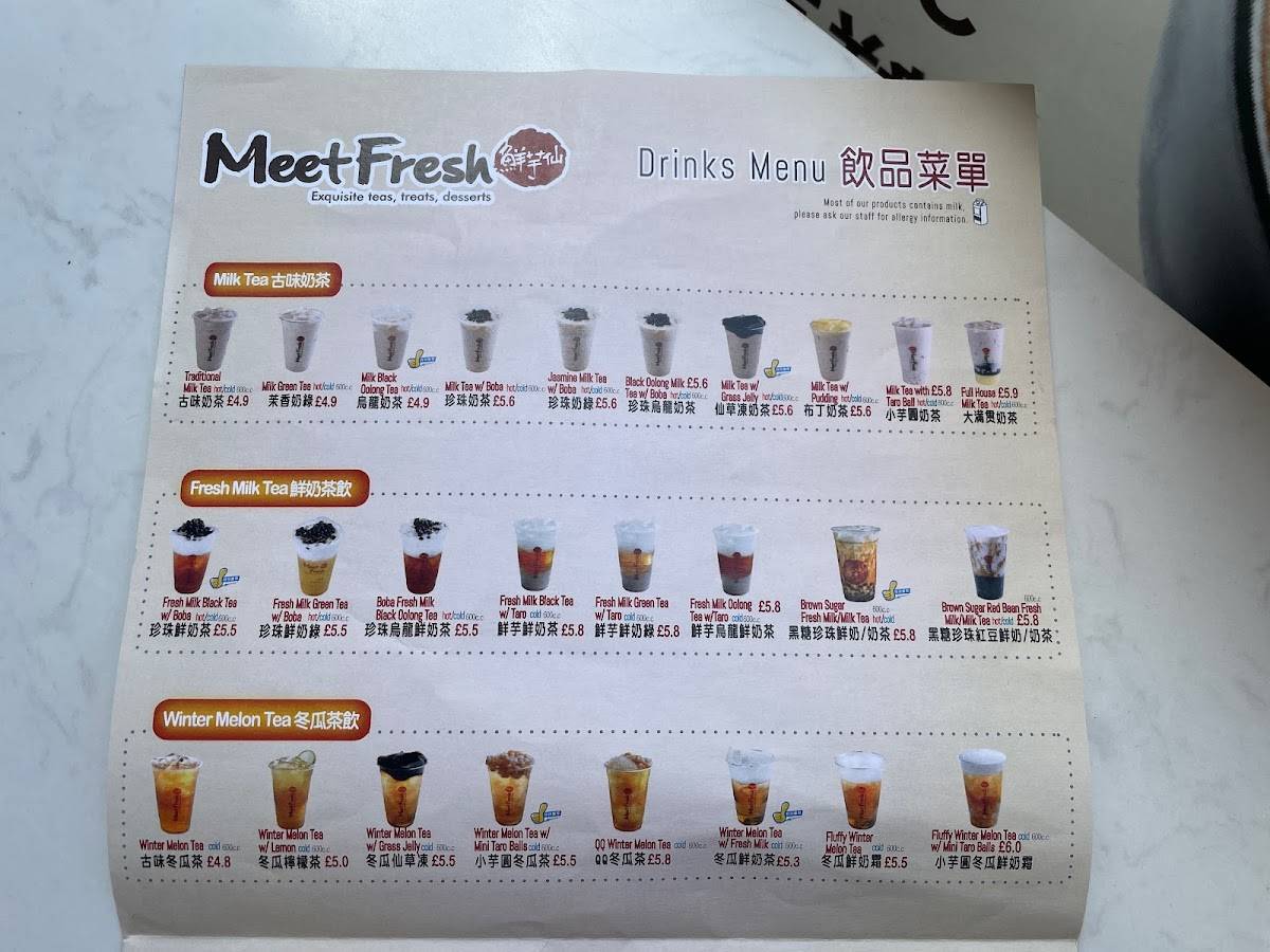 Menu at Meet Fresh restaurant, London