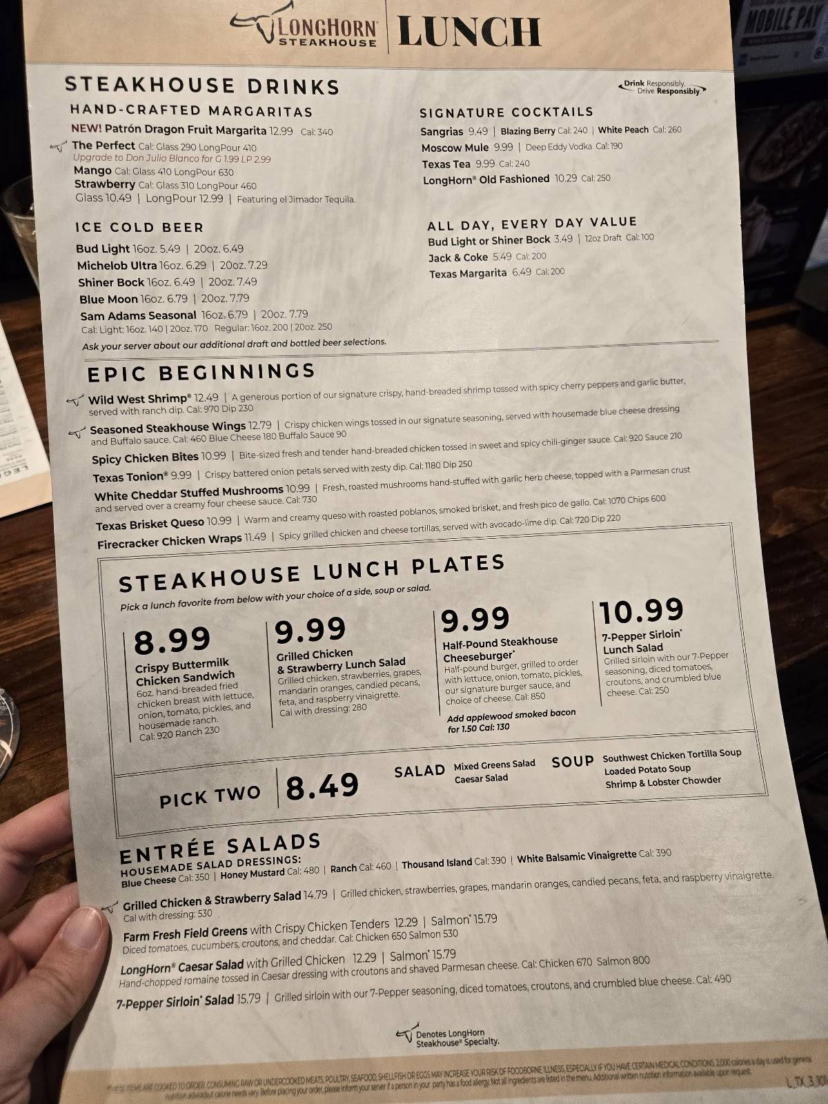 Menu at LongHorn Steakhouse, Weatherford