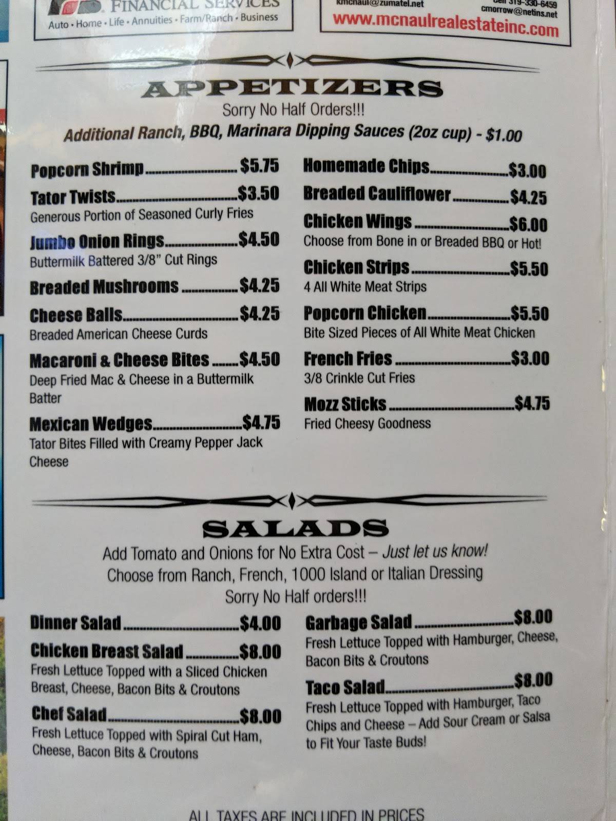 Menu at Longhorn Saloon pub & bar, Barnes City, Broadway St