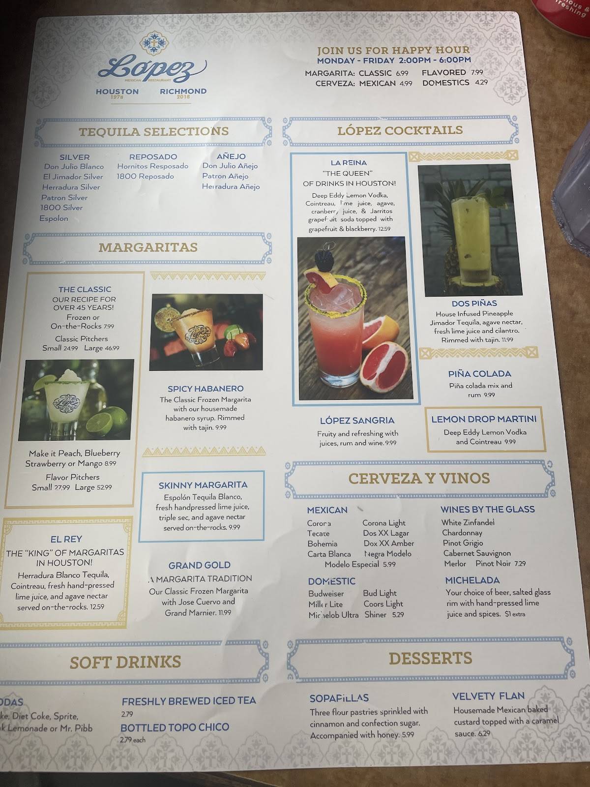 Menu at Lopez Mexican Restaurant, Houston, Wilcrest Dr