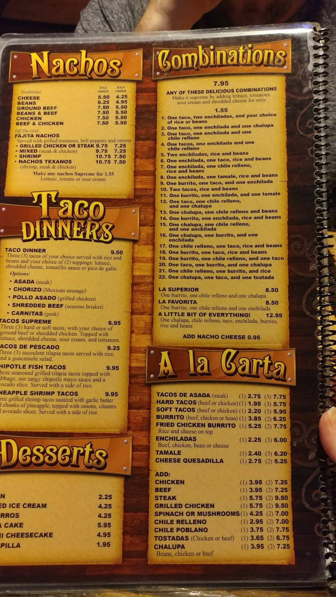 Menu at Los Agaves restaurant, Dunbar, Dunbar Ave