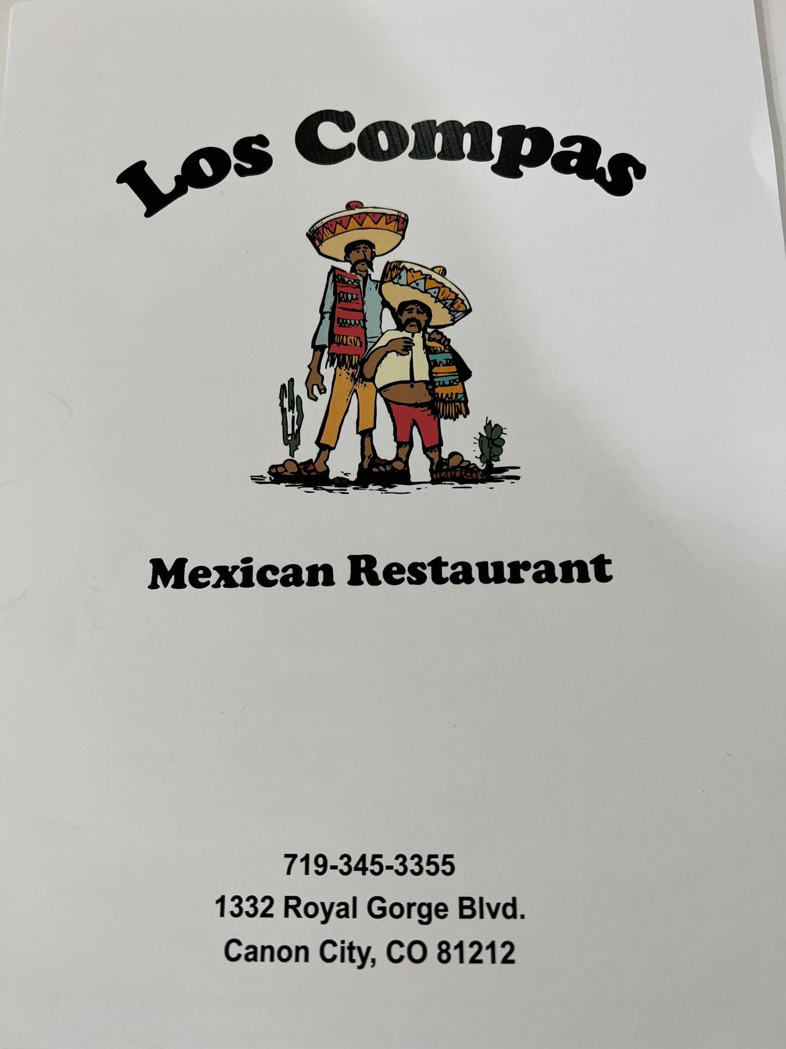 Menu at Los Compas Mexican Restaurant, Cañon City