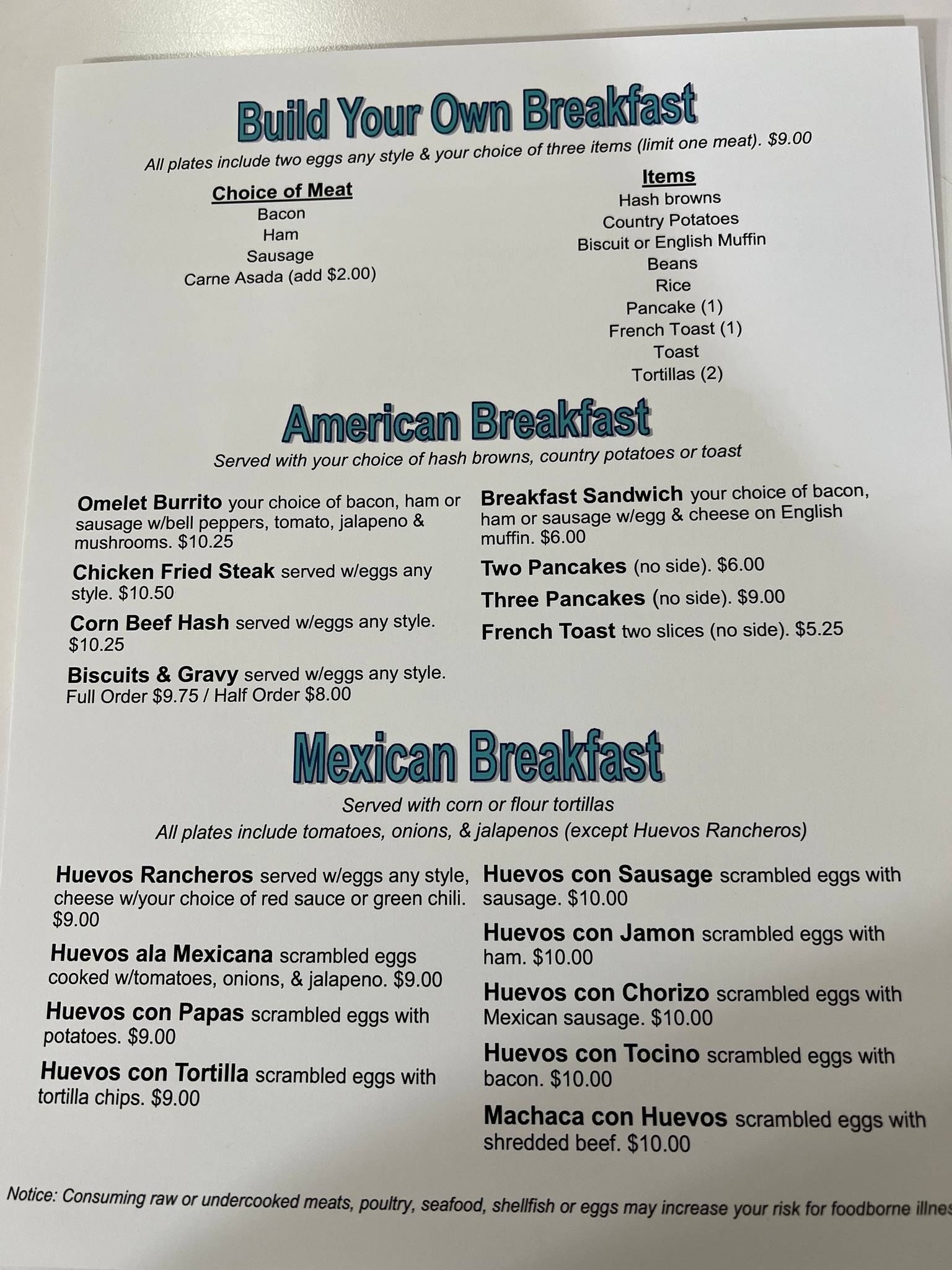 Menu at Los Compas Mexican Restaurant, Cañon City