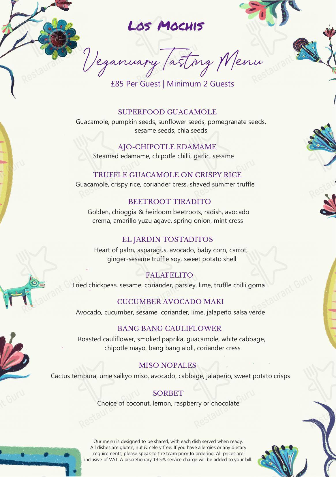Menu at Los Mochis Notting Hill restaurant, London