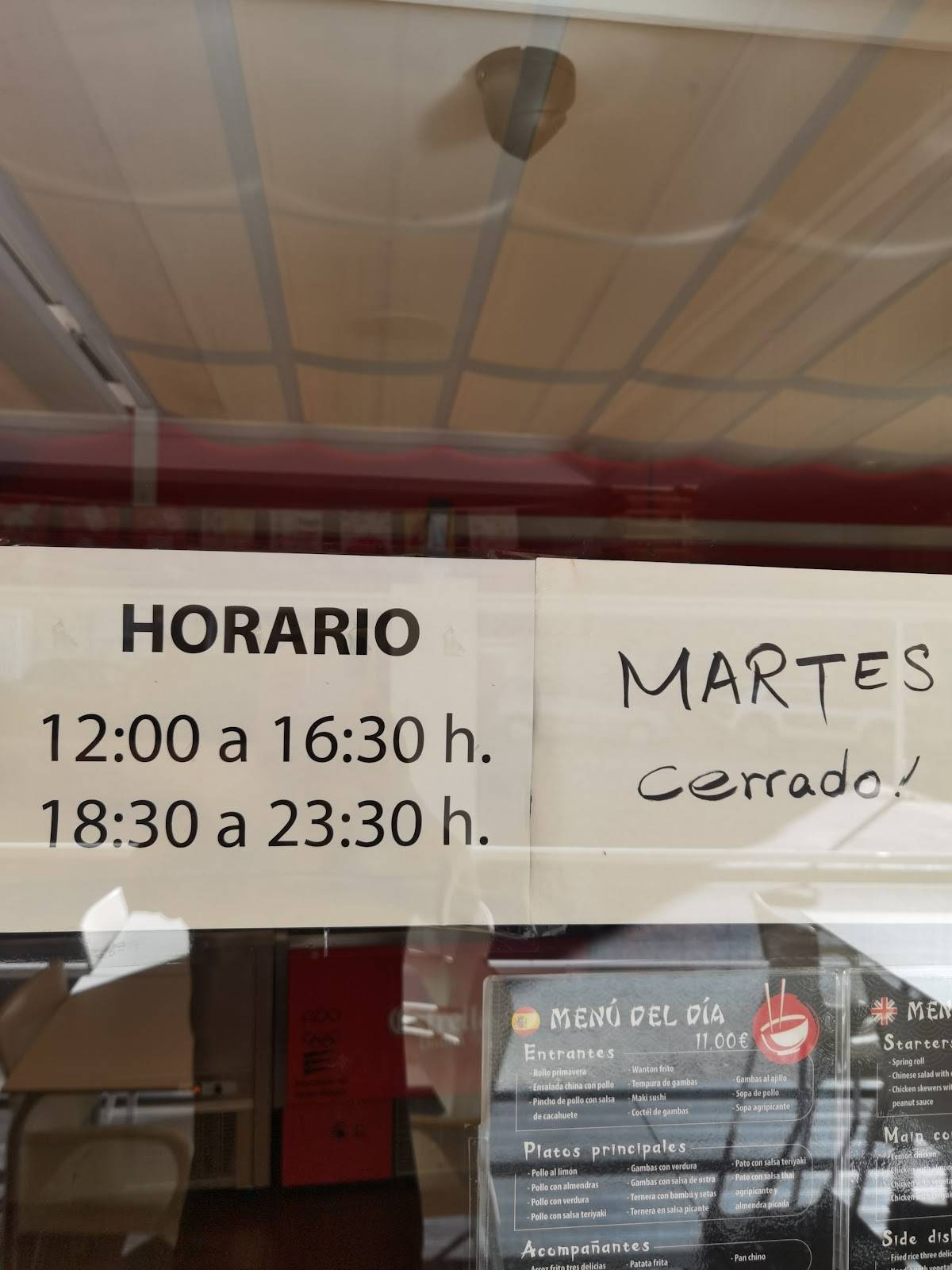 Menu at Los Sabores restaurant, Torrevieja