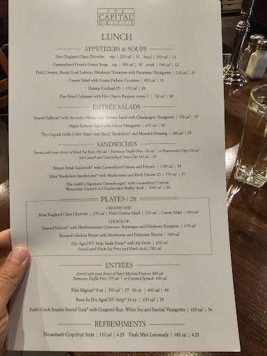 Menu at The Capital Grille pub & bar, Louisville
