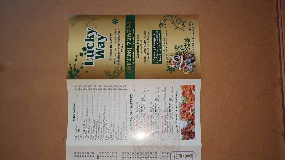 Menu at Lucky Way fast food, Ryhill
