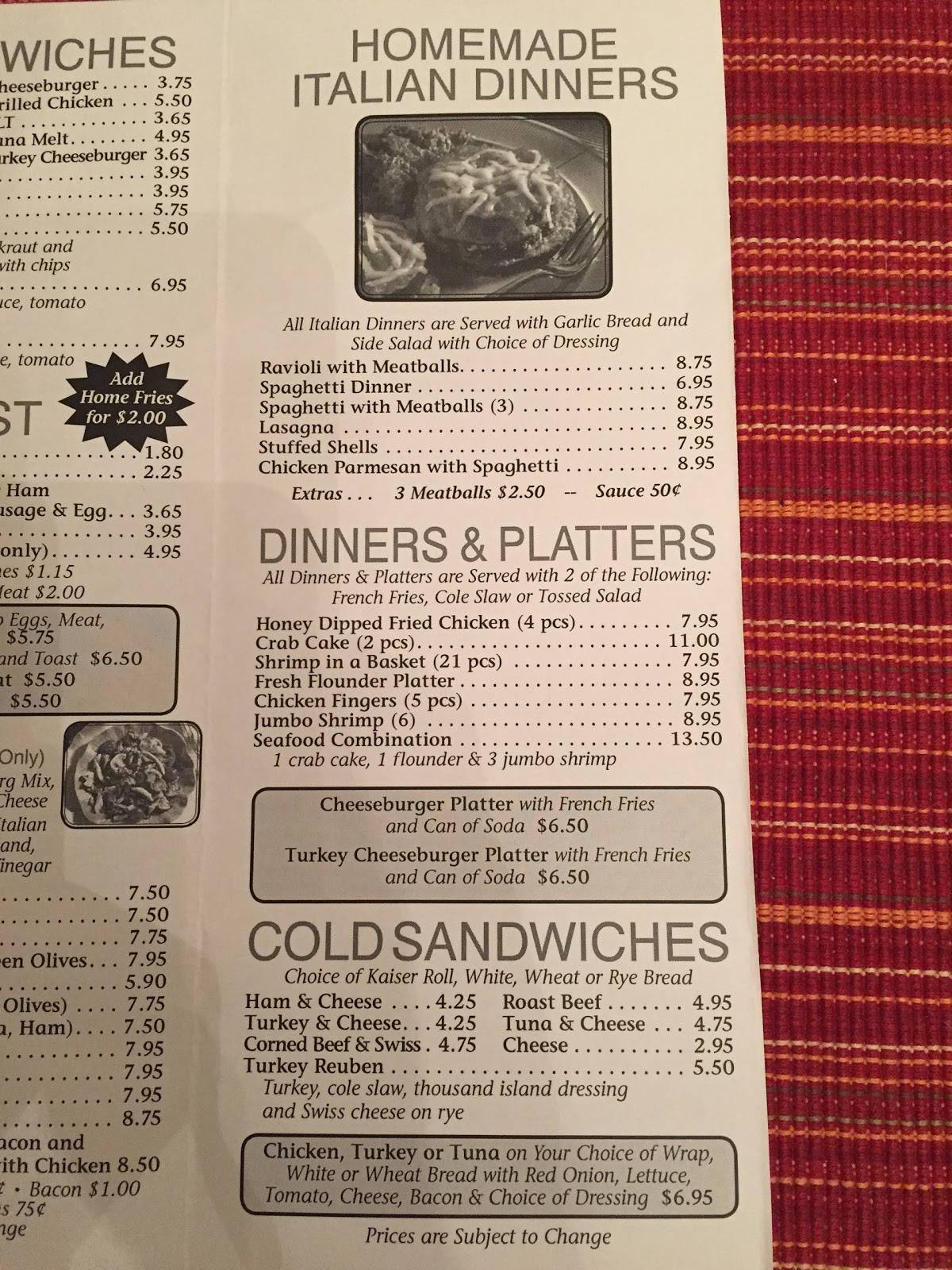 Menu at Lucy's Pizzeria & Bakery, Wilmington
