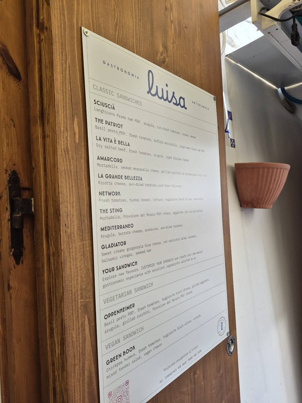 Menu da Luisa gastronomia artigianale ristorante, Amalfi