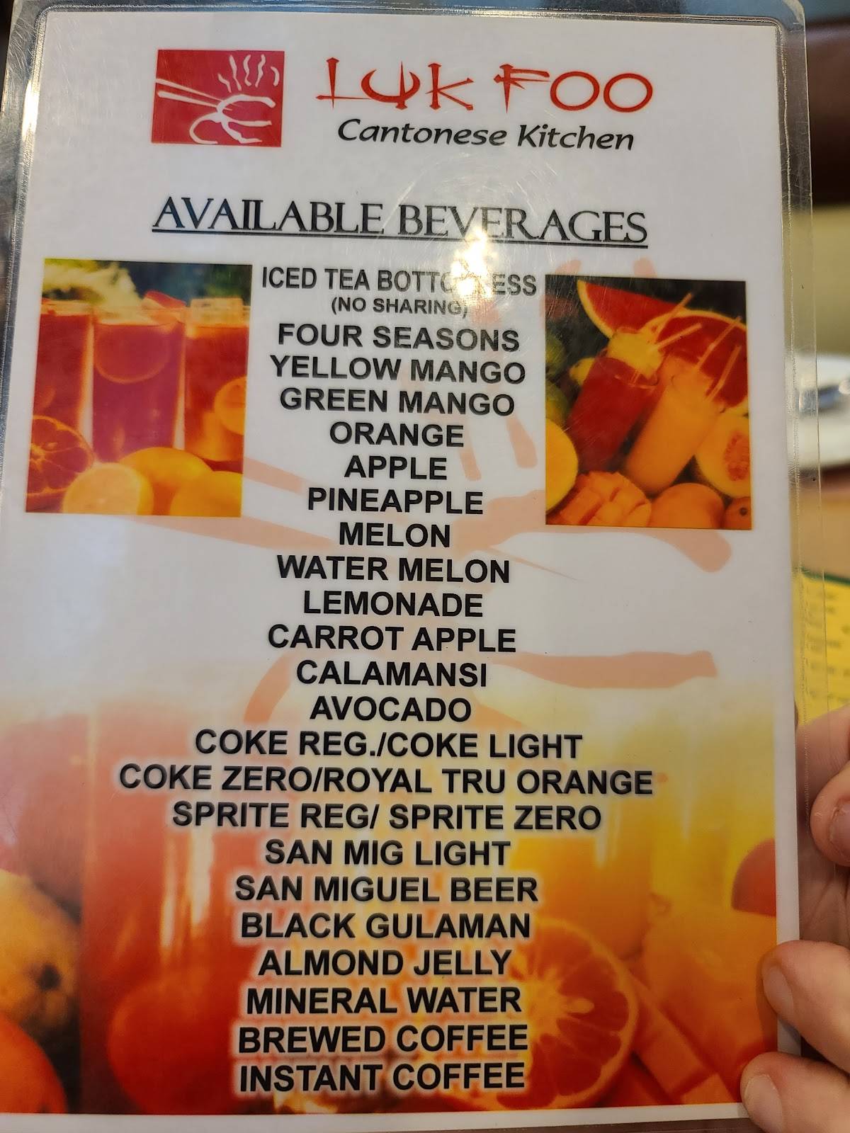 Menu at Luk Foo Hot Pot restaurant, Parañaque