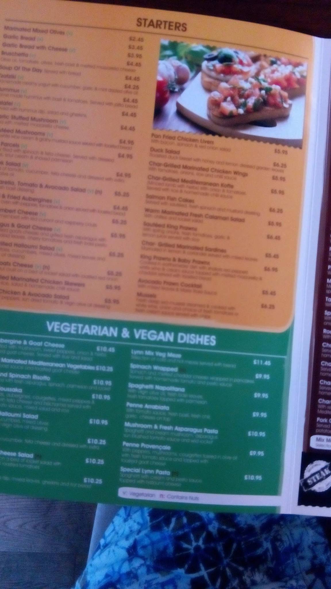 Menu at Lynn restaurant, King's Lynn