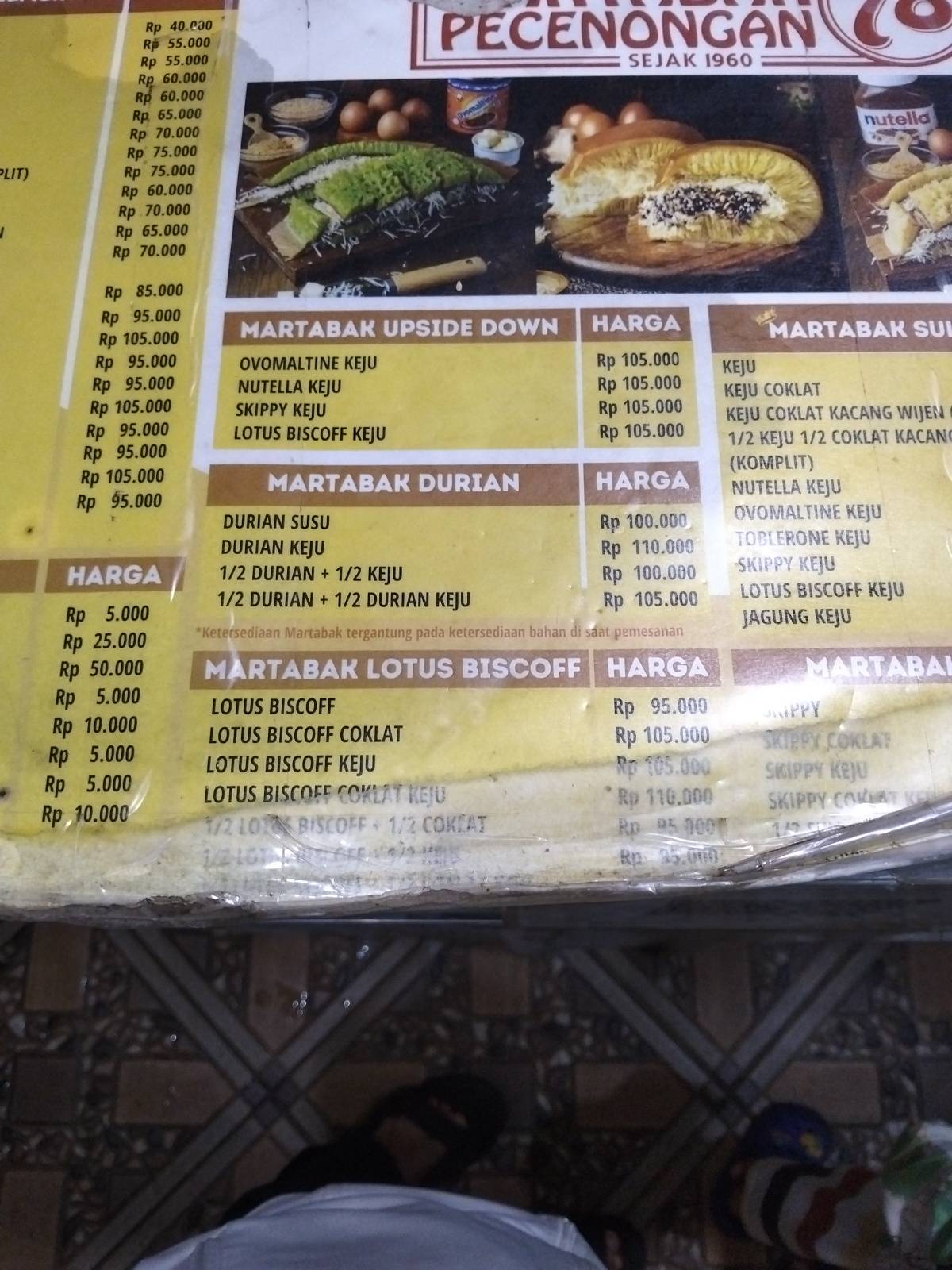 Menu at MARTABAK PECENONGAN 78 ANGGREK NELI restaurant, West Jakarta ...
