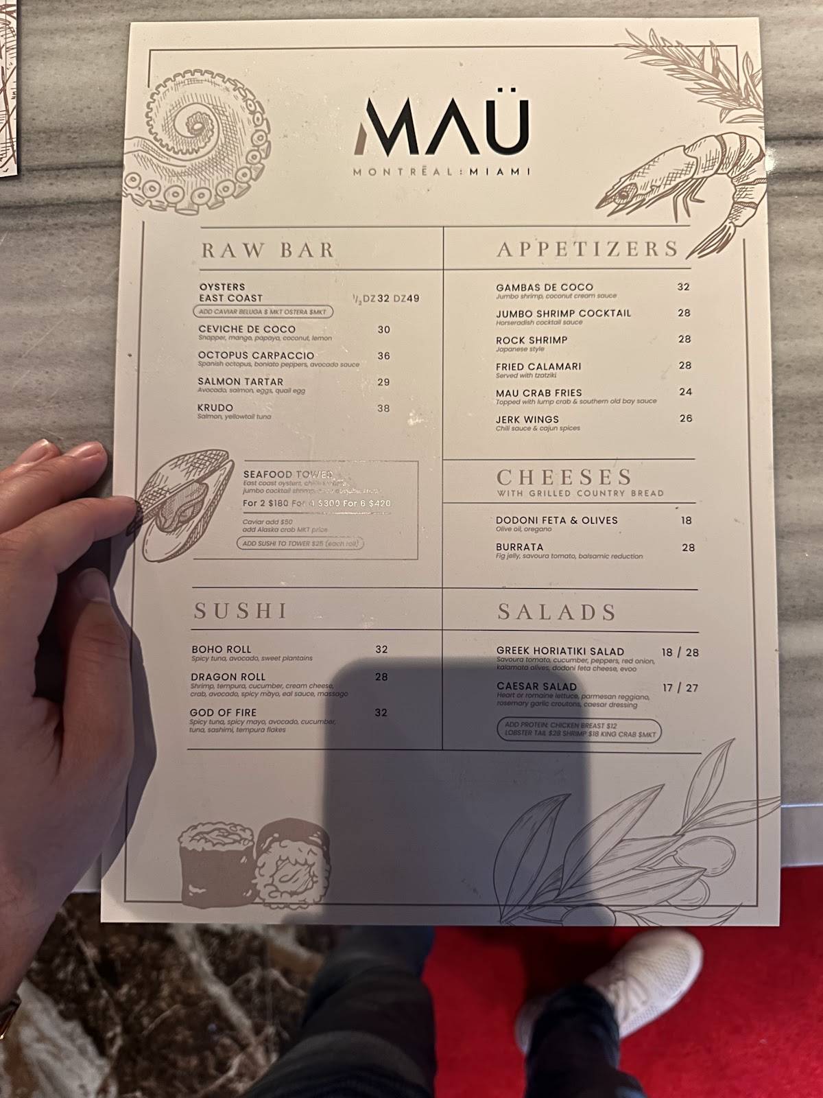 Carta de parrilla MAÜ MONTREAL, Montréal