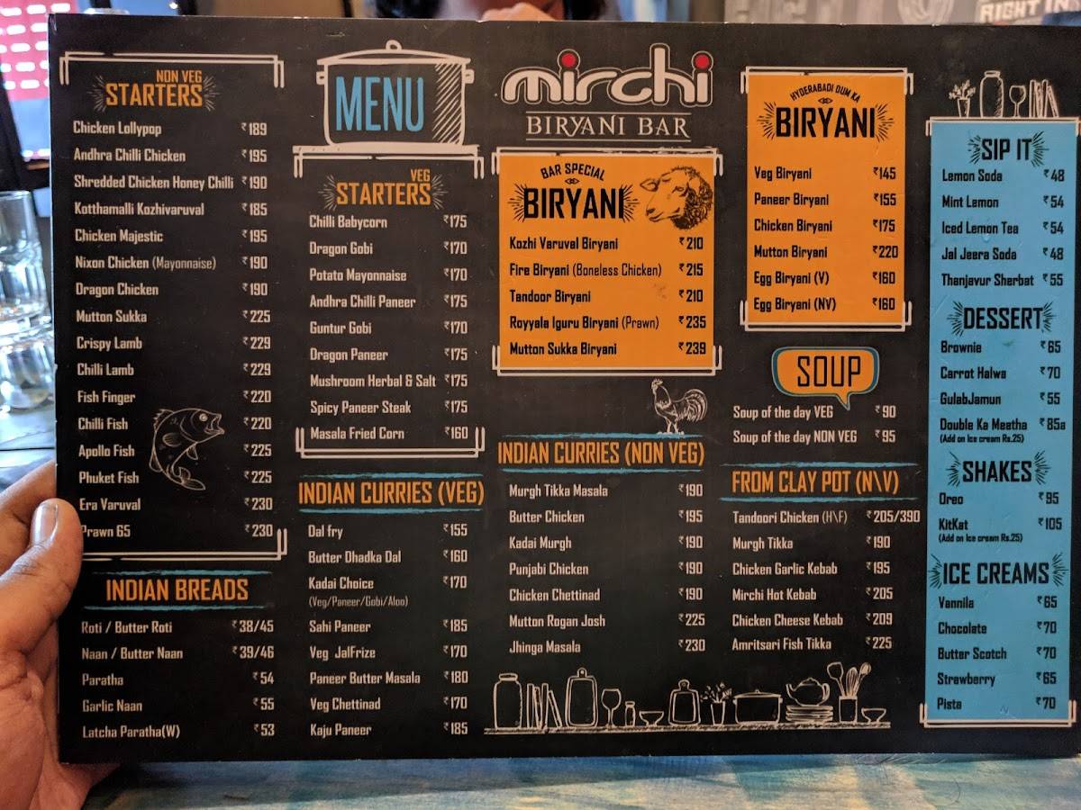 Menu at MIRCHI BIRYANI BAR, Chennai, 175