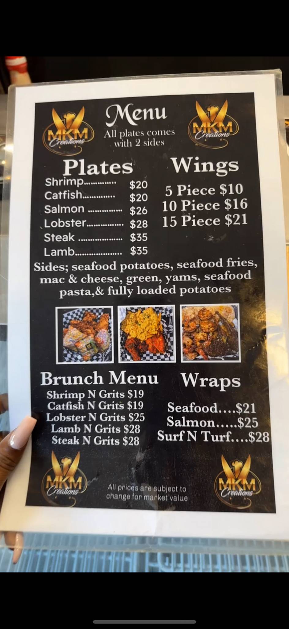 Menu at MKM CREATIONS pub & bar, New Orleans