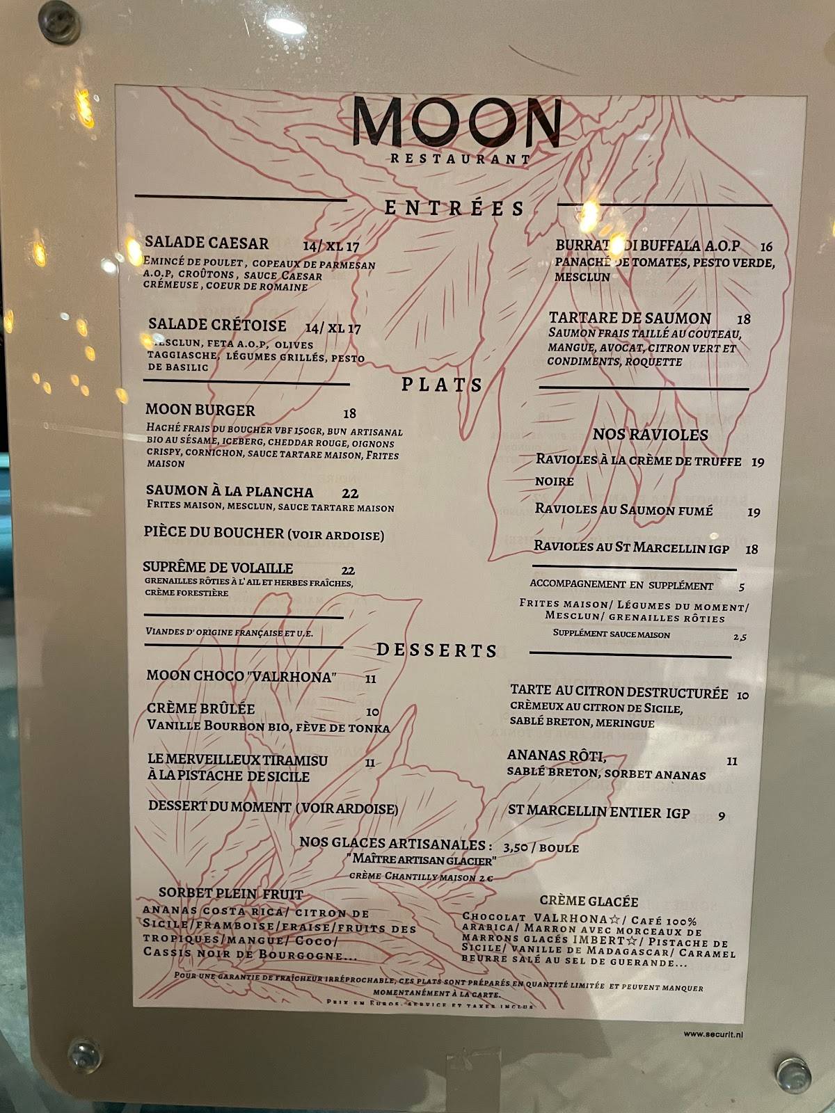 Menu au MOON RESTAURANT, Villeurbanne/Lyon, Villeurbanne