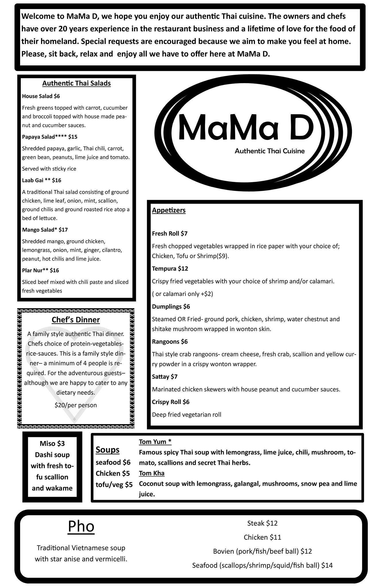 Menu at Mama D pub & bar, Bangor